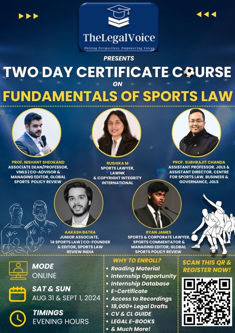 The Legal Voice – Two Day Certificate Course on Fundamentals of Sports ...